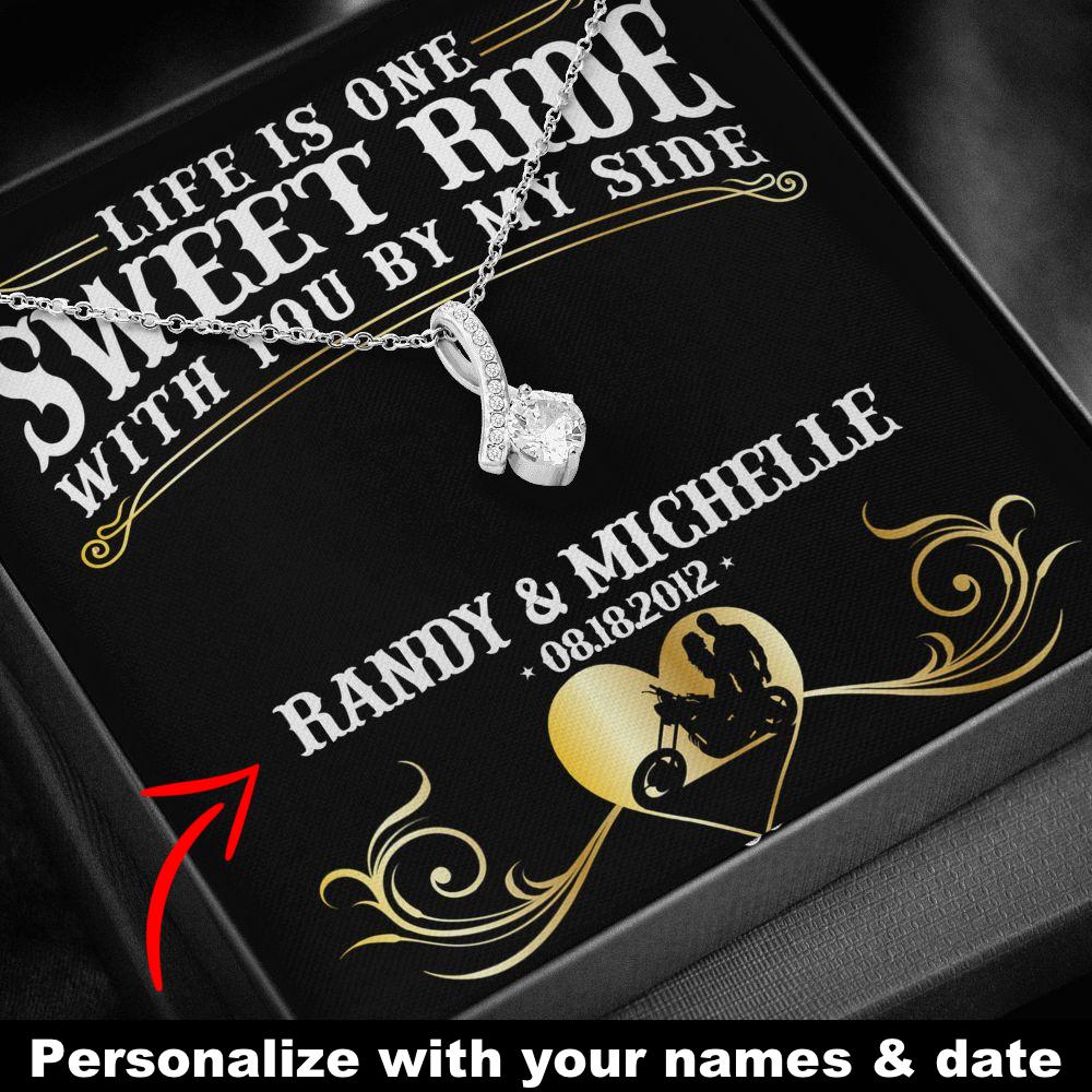 Life Is One Sweet Ride With You Biker Love Necklace